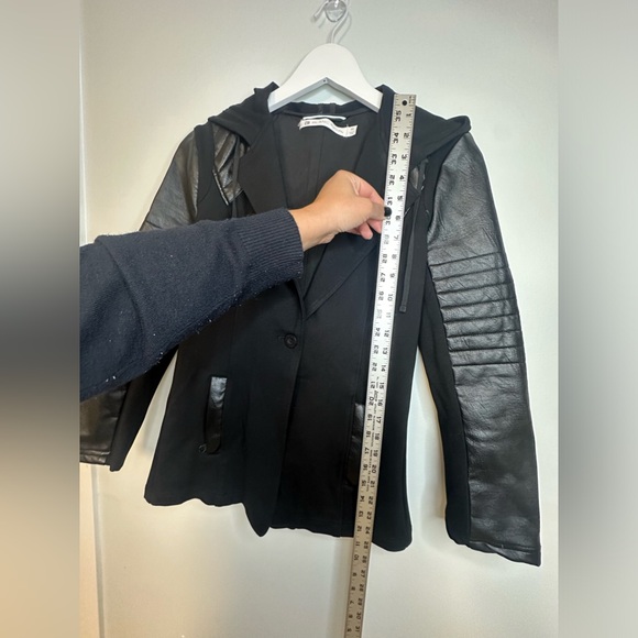 blanc noir | Jackets & Coats | Blanc Noir Hooded Moto Blazer With ...
